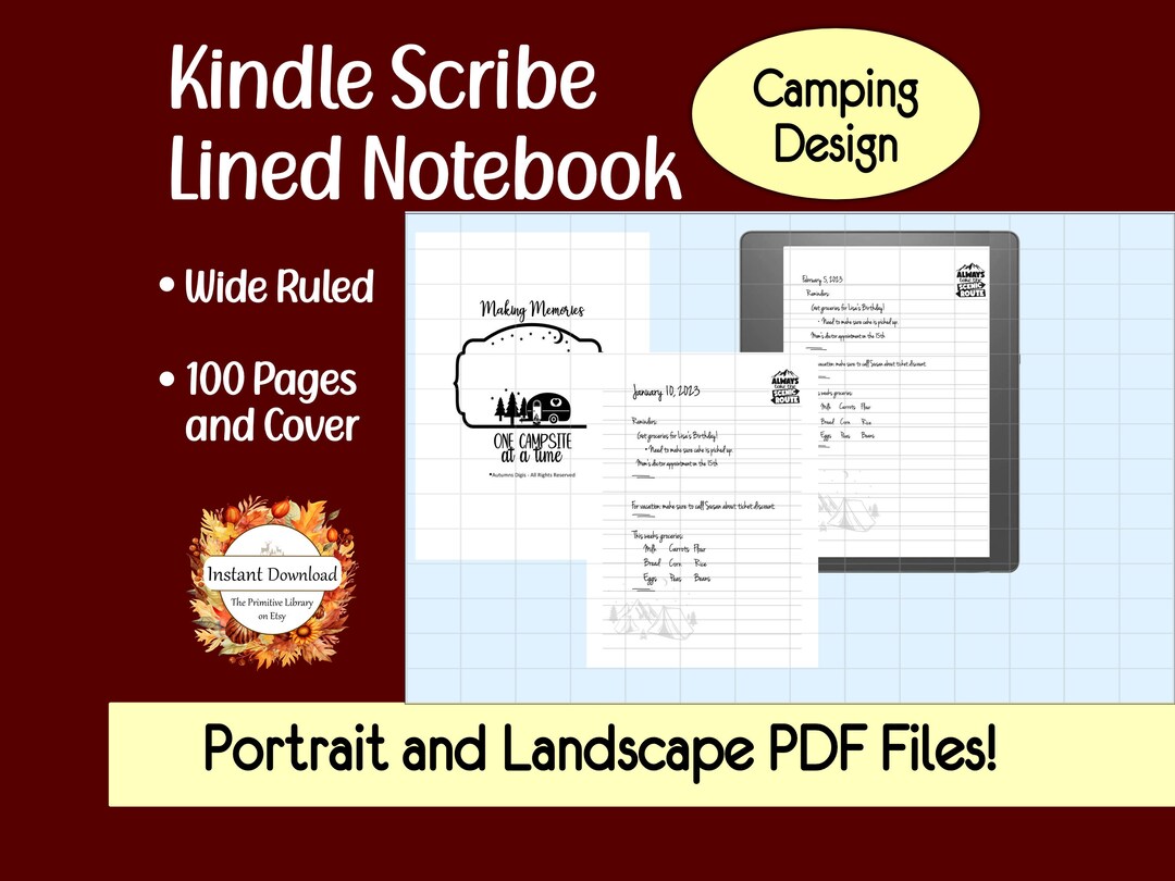 Kindle Scribe Templates Notebook, Camping, One Happy Camper, Digital ...