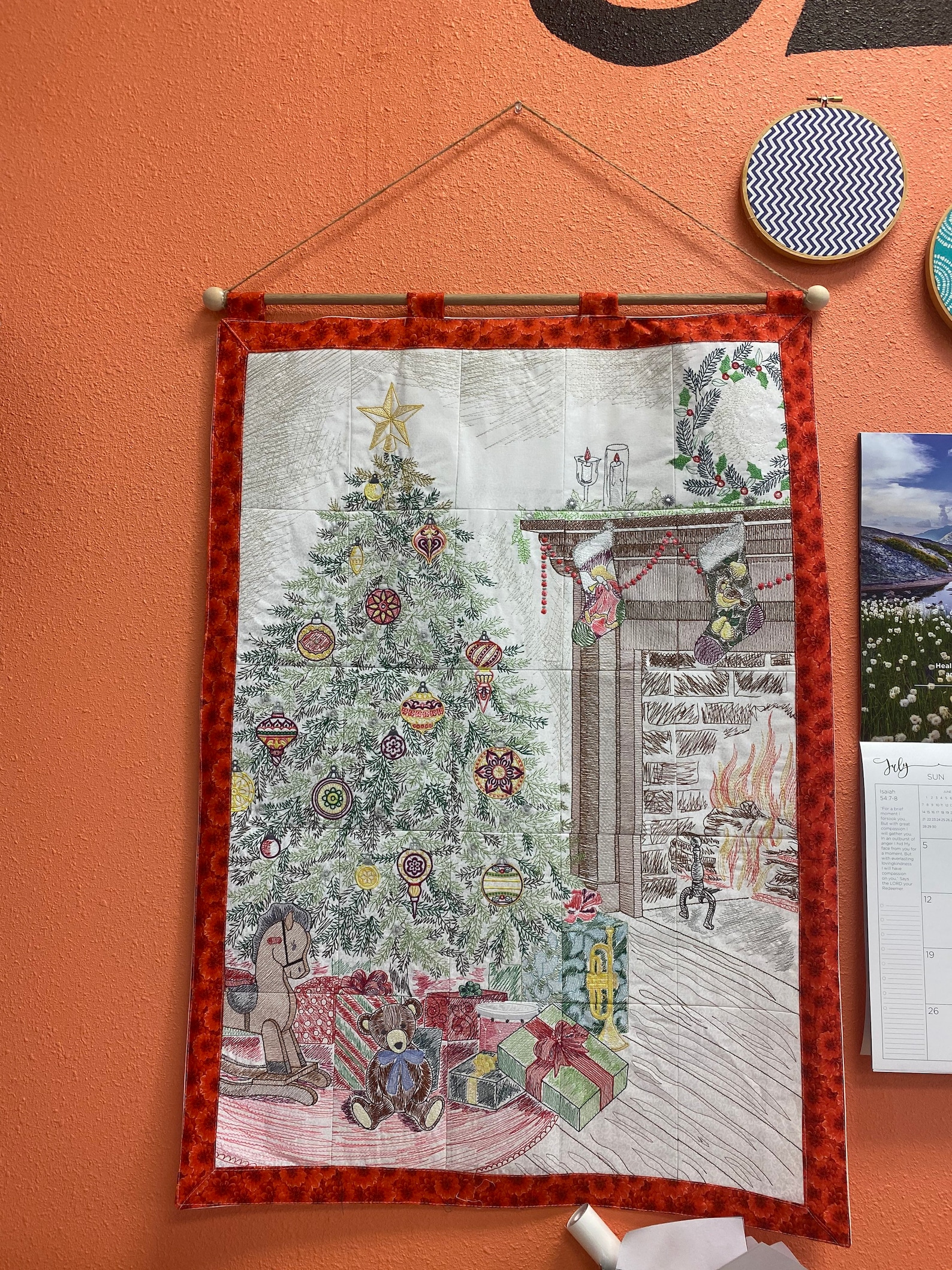 Night Before Christmas Tiling Scene Embroidered Wall Hanging - Etsy