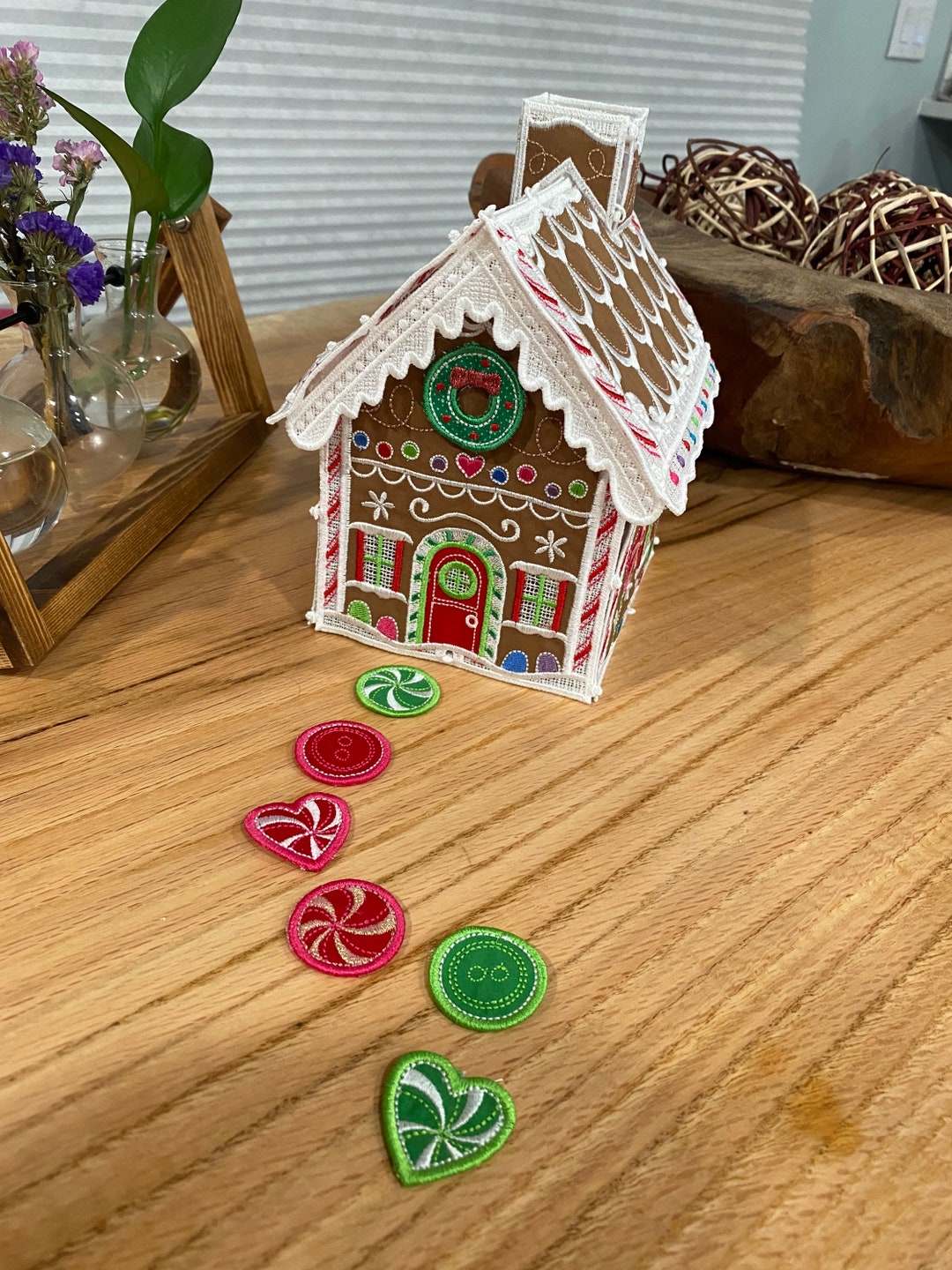 Free Standing Lace Embroidered Gingerbread House - Etsy