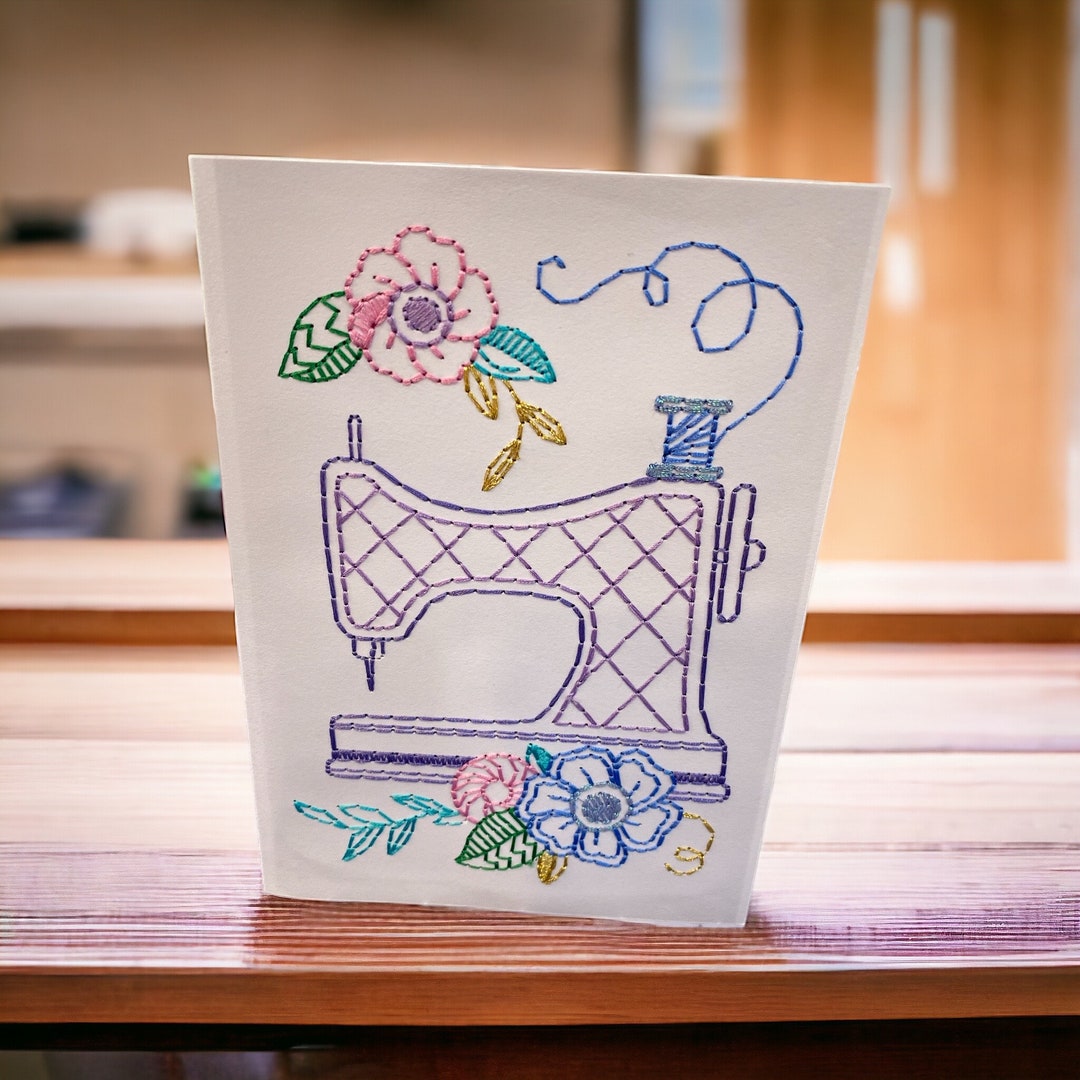 Embroidered Card. Sewing Machine - Etsy