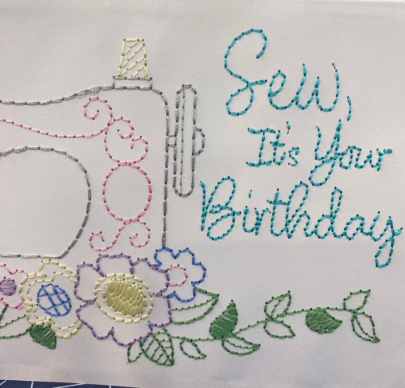 Embroidered Birthday Card. Sew, It’s Your Birthday! - Etsy