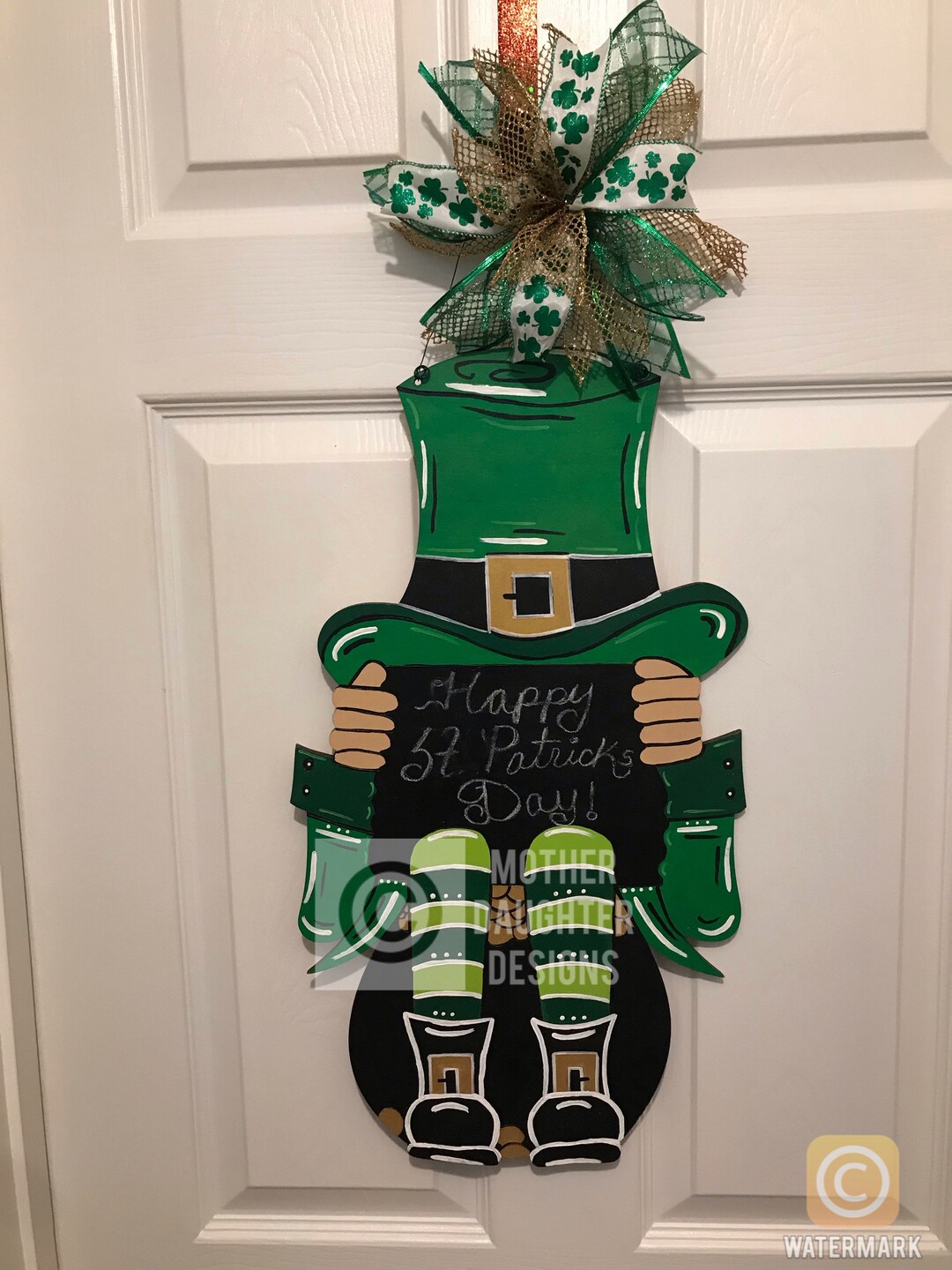 St Patricks Day Leprechaun Door Hanger With Chalkboard - Etsy
