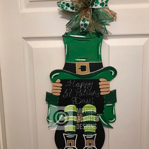 St Patricks Day Leprechaun Door Hanger With Chalkboard - Etsy