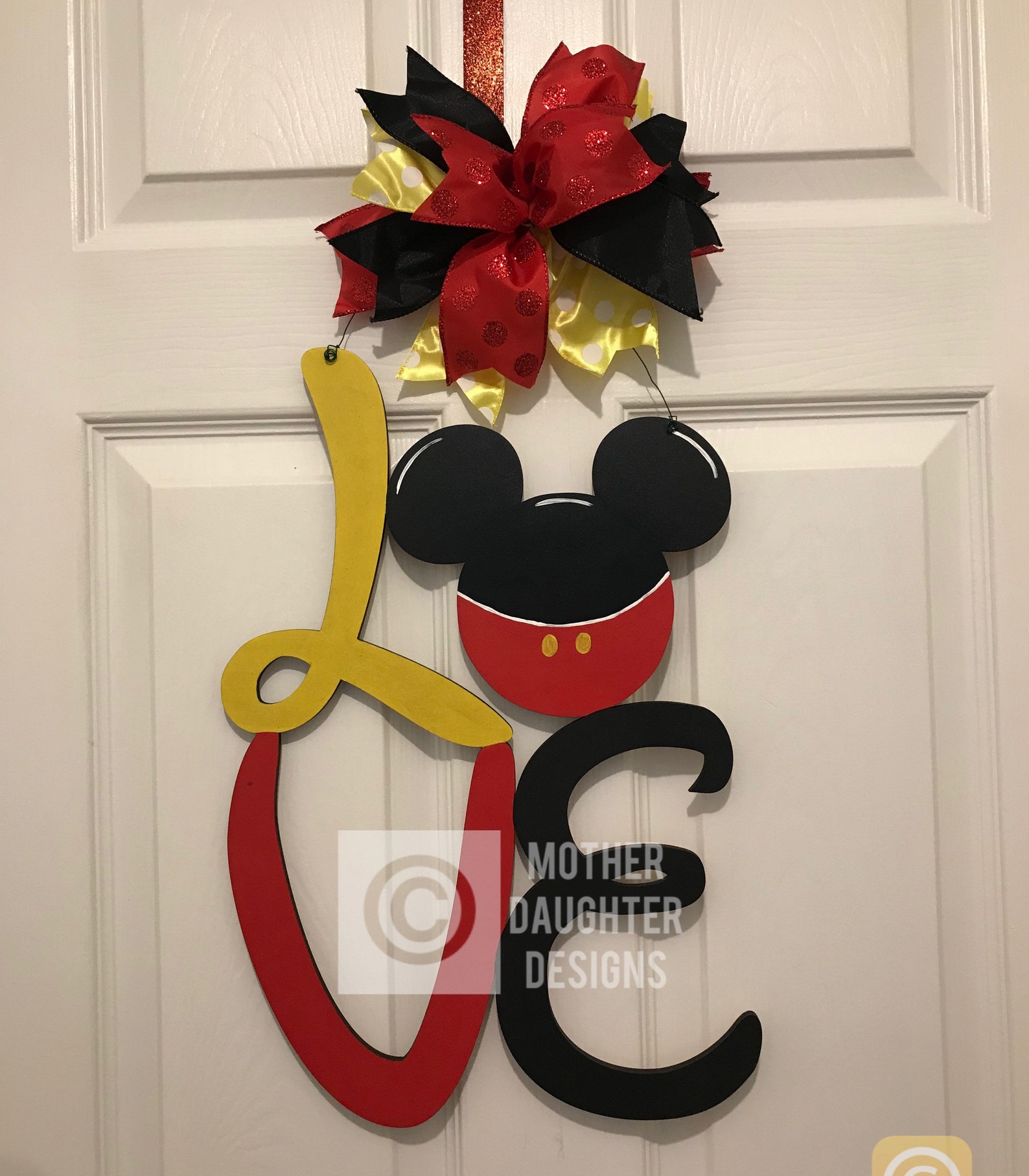 Mickey Mouse Love Hand Painted Wooden Door Hanger - Etsy