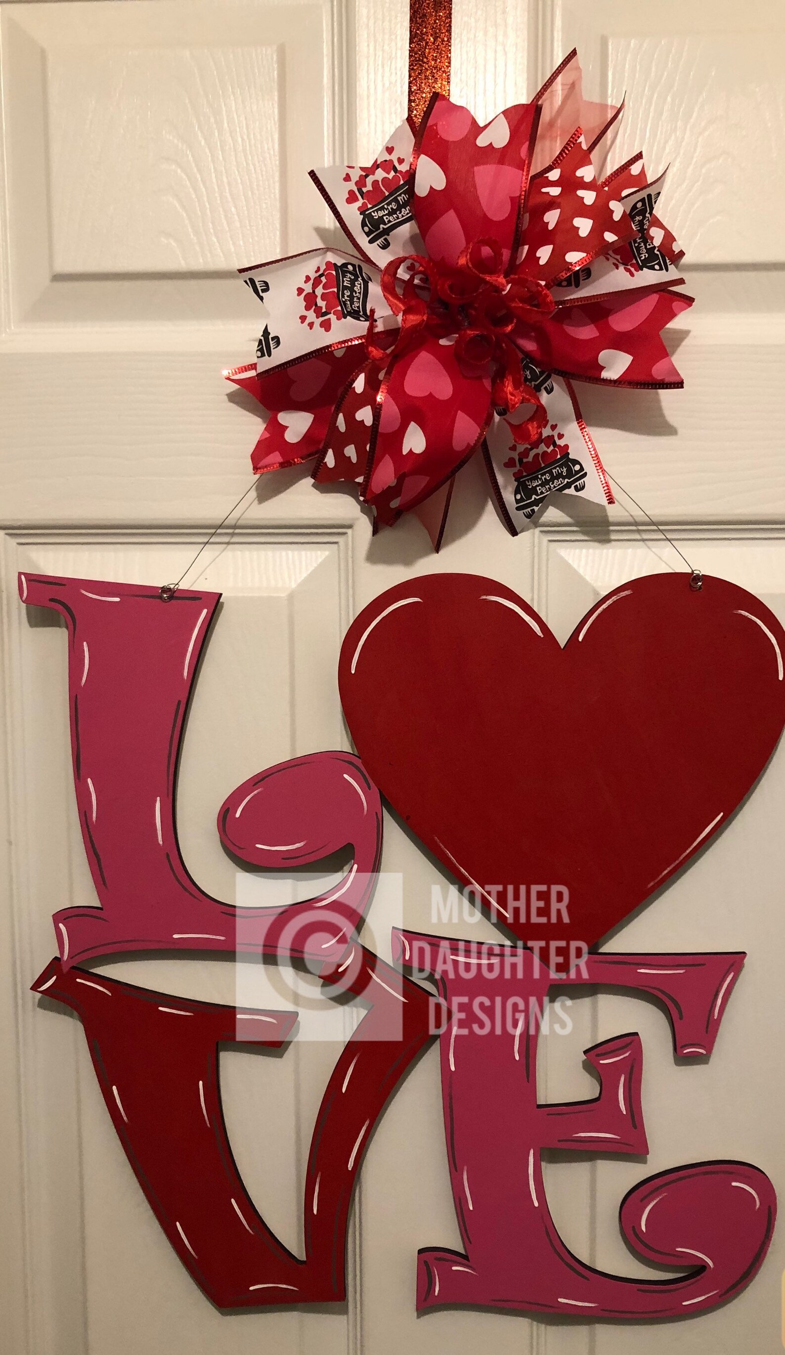 Love Valentines Day Hand Painted Wooden Door Hanger - Etsy