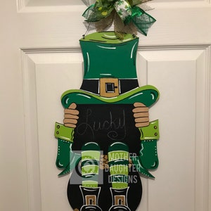 St Patricks Day Leprechaun Door Hanger With Chalkboard - Etsy