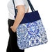 Portuguese Blue Azulejo Tote, Blue Mediterranean Tile Tote, Portuguese ...
