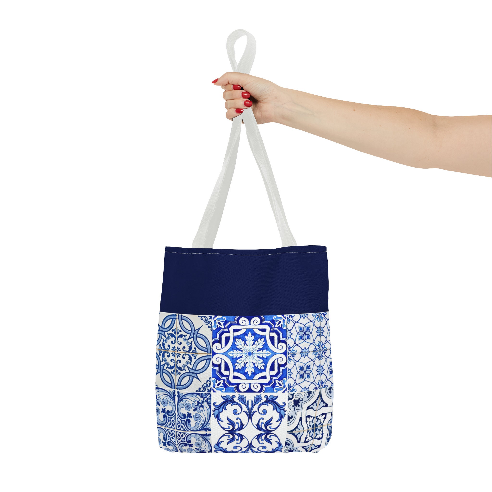Portuguese Blue Azulejo Tote, Blue Mediterranean Tile Tote, Portuguese ...