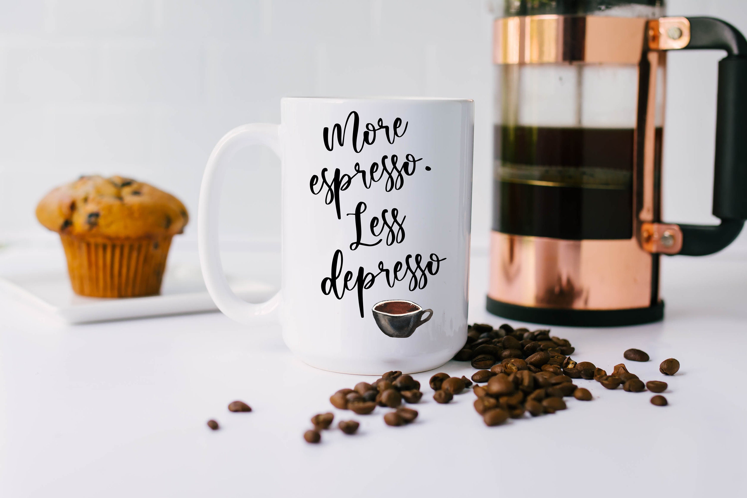 More Espresso Less Depresso Mug Coffee Lover Gift Ideas | Etsy