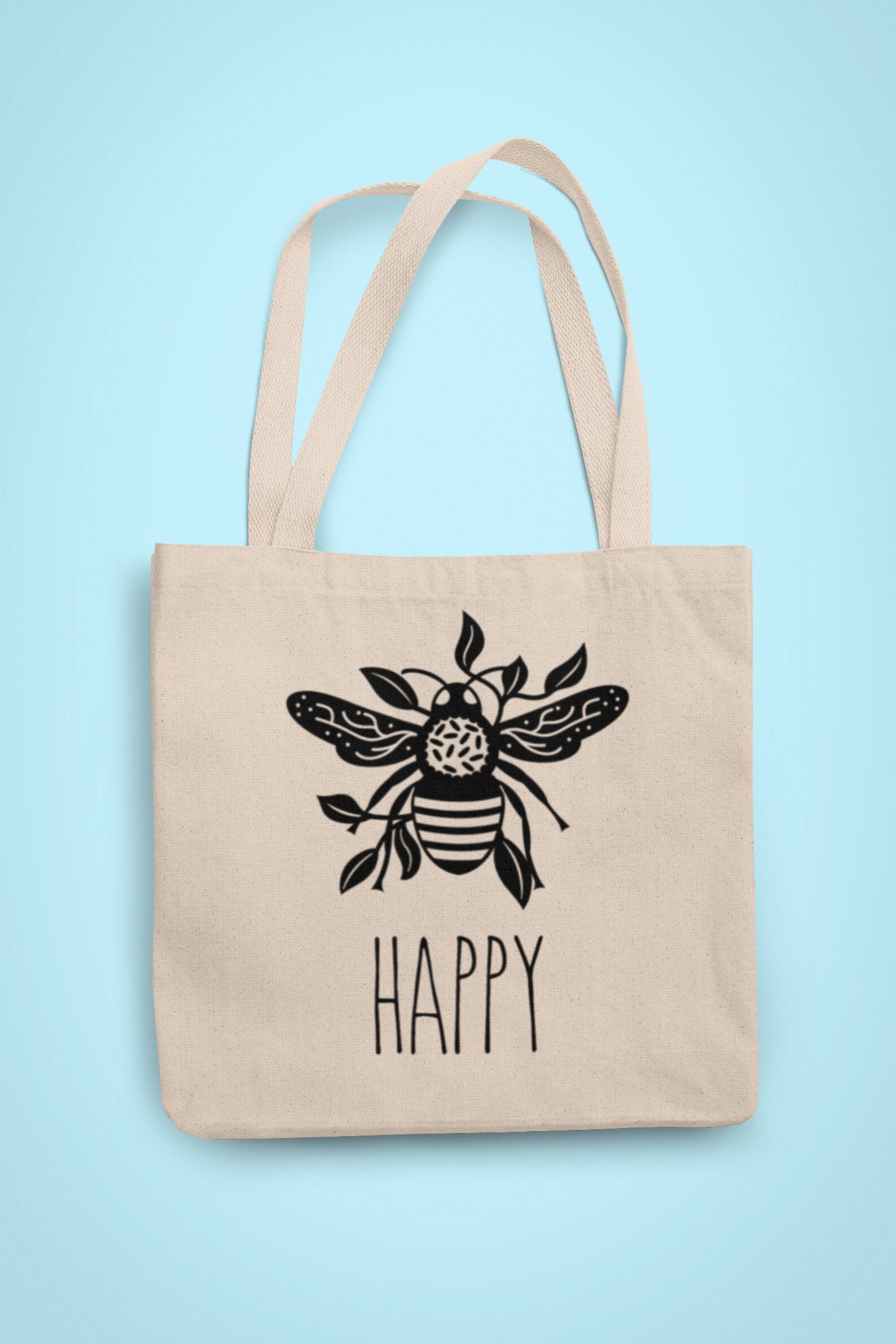 Bee Happy cotton tote Save the bees bag Reusable Large tote | Etsy