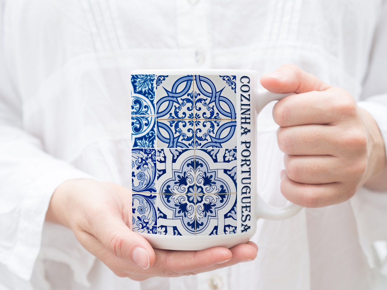 Portuguese Azulejo Mug, Portugal Gifts, Mediterranean Blue Tile, Custom ...