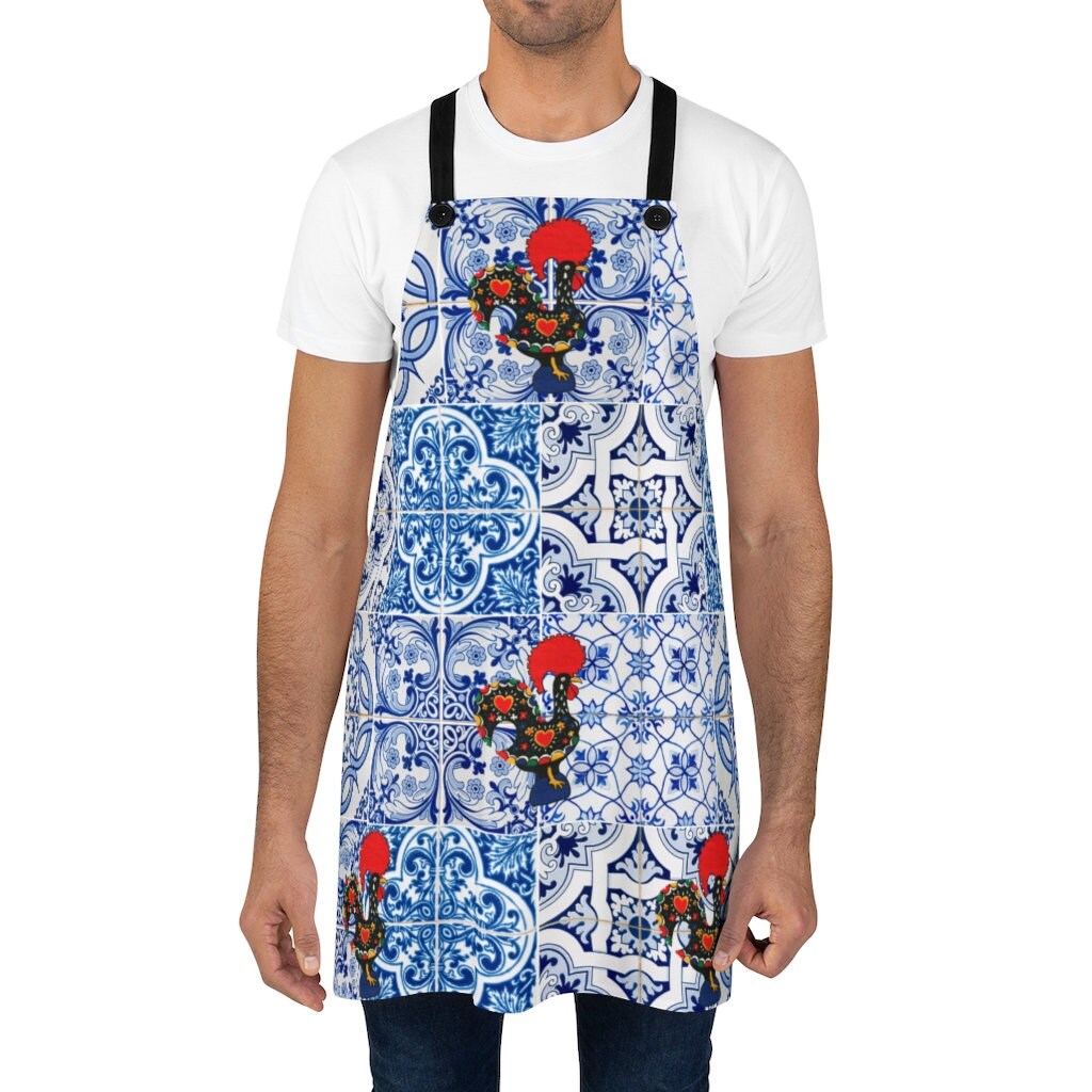 Portugal Blue Azulejo Apron, Barcelos Rooster Apron, Galo De Barcelos ...