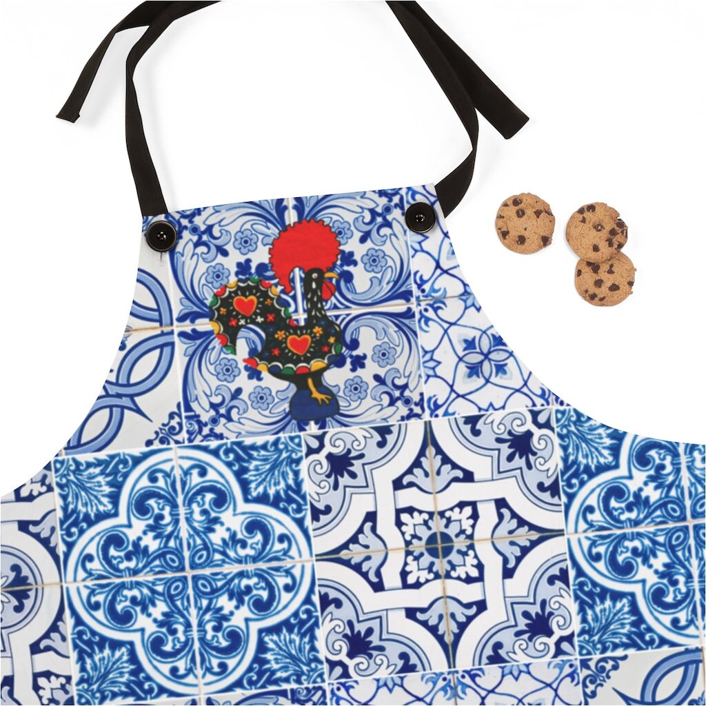 Portugal Blue Azulejo Apron, Barcelos Rooster Apron, Galo De Barcelos ...