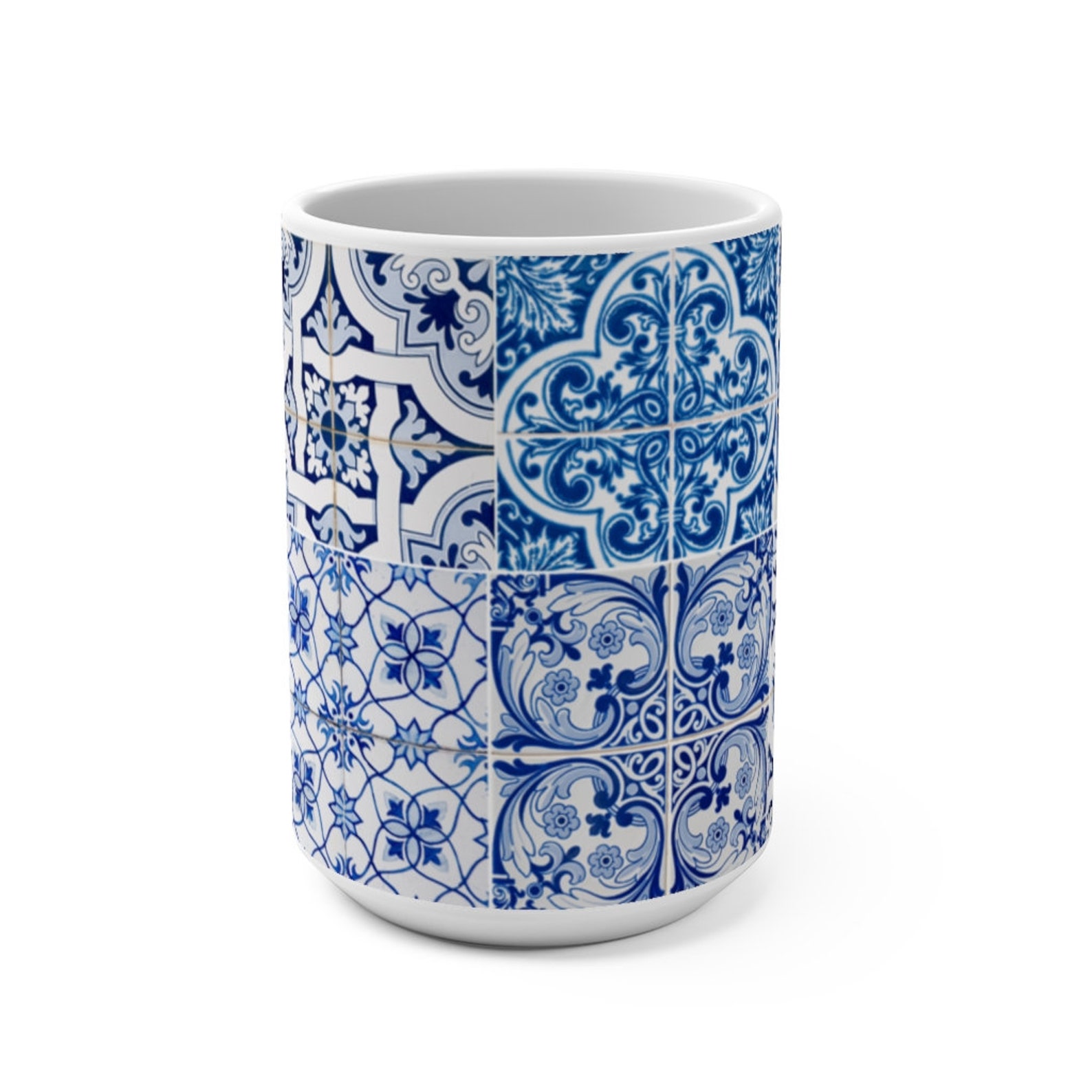 Portuguese Azulejo Mug, Portugal Gifts, Mediterranean Blue Tile, Custom ...