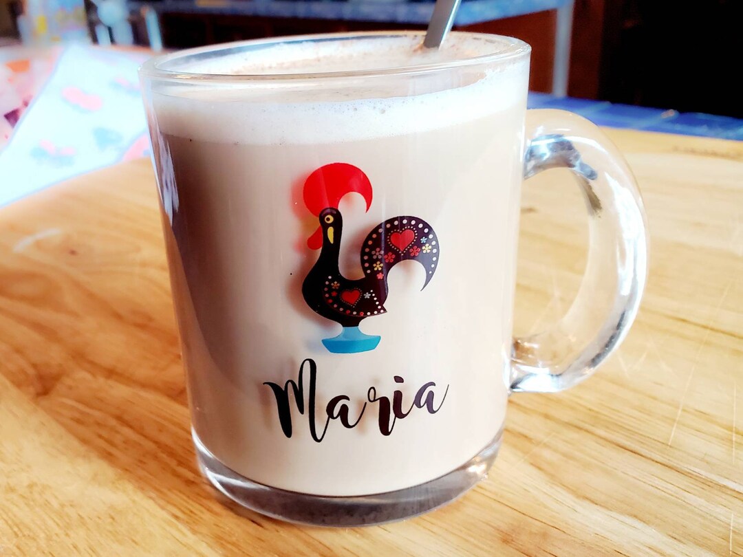 Personalized Glass Coffee Mug, Portuguese Barcelos Rooster Design - Etsy
