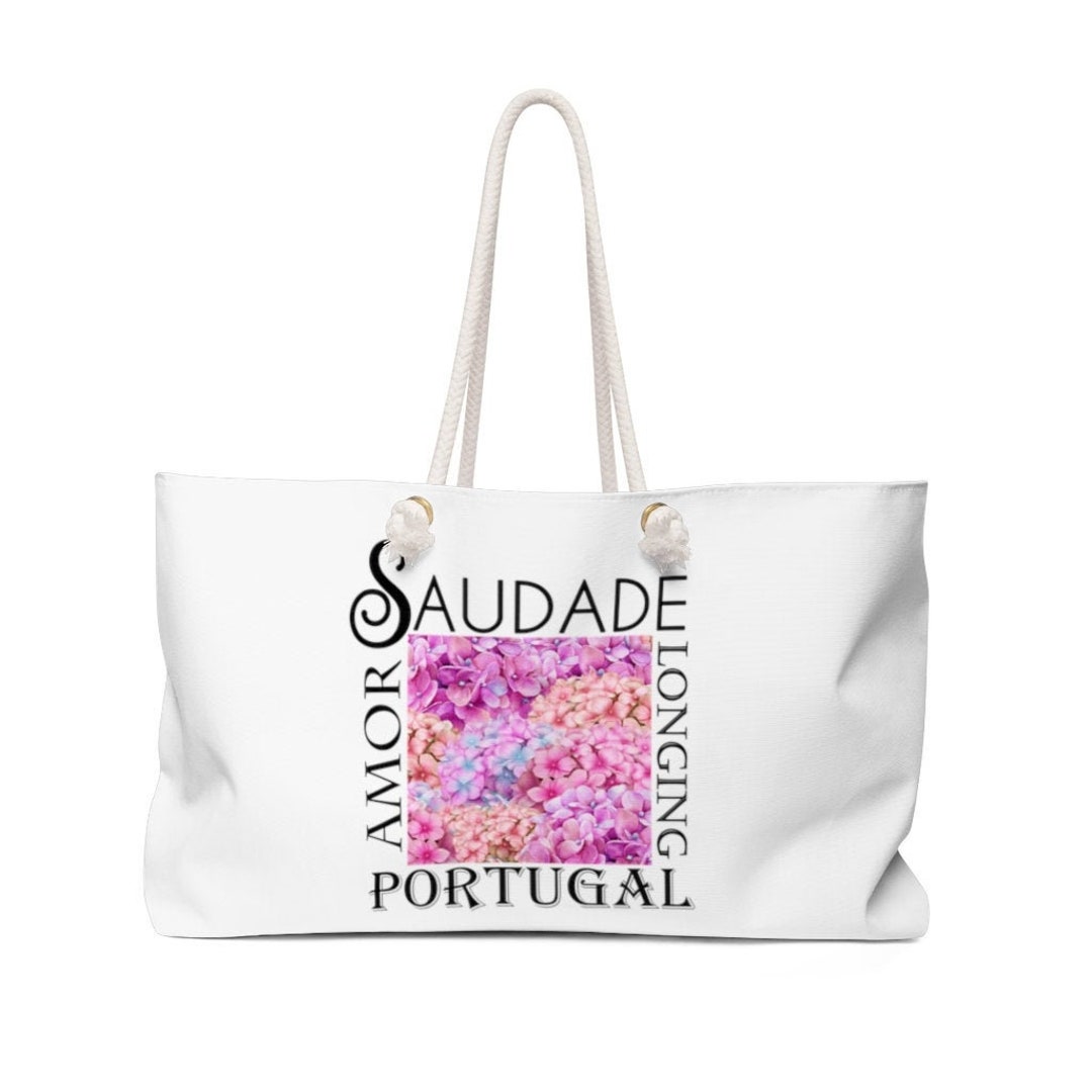 Portuguese Saudade Weekender Bag, Portugal Tote, Pink Hydrangeas Bag ...
