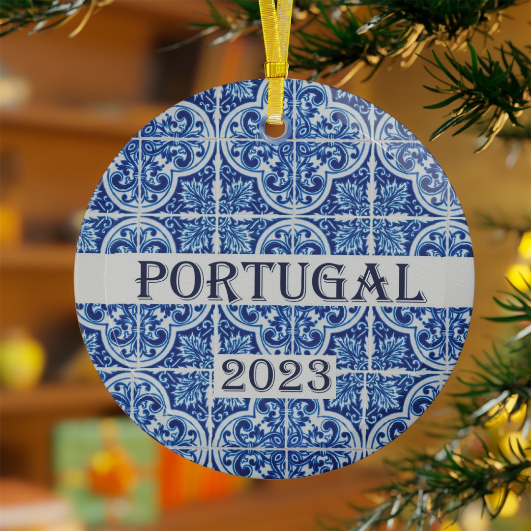 Portugal Christmas Ornament, Round Glass Ornament, Merry Christmas 2023 ...