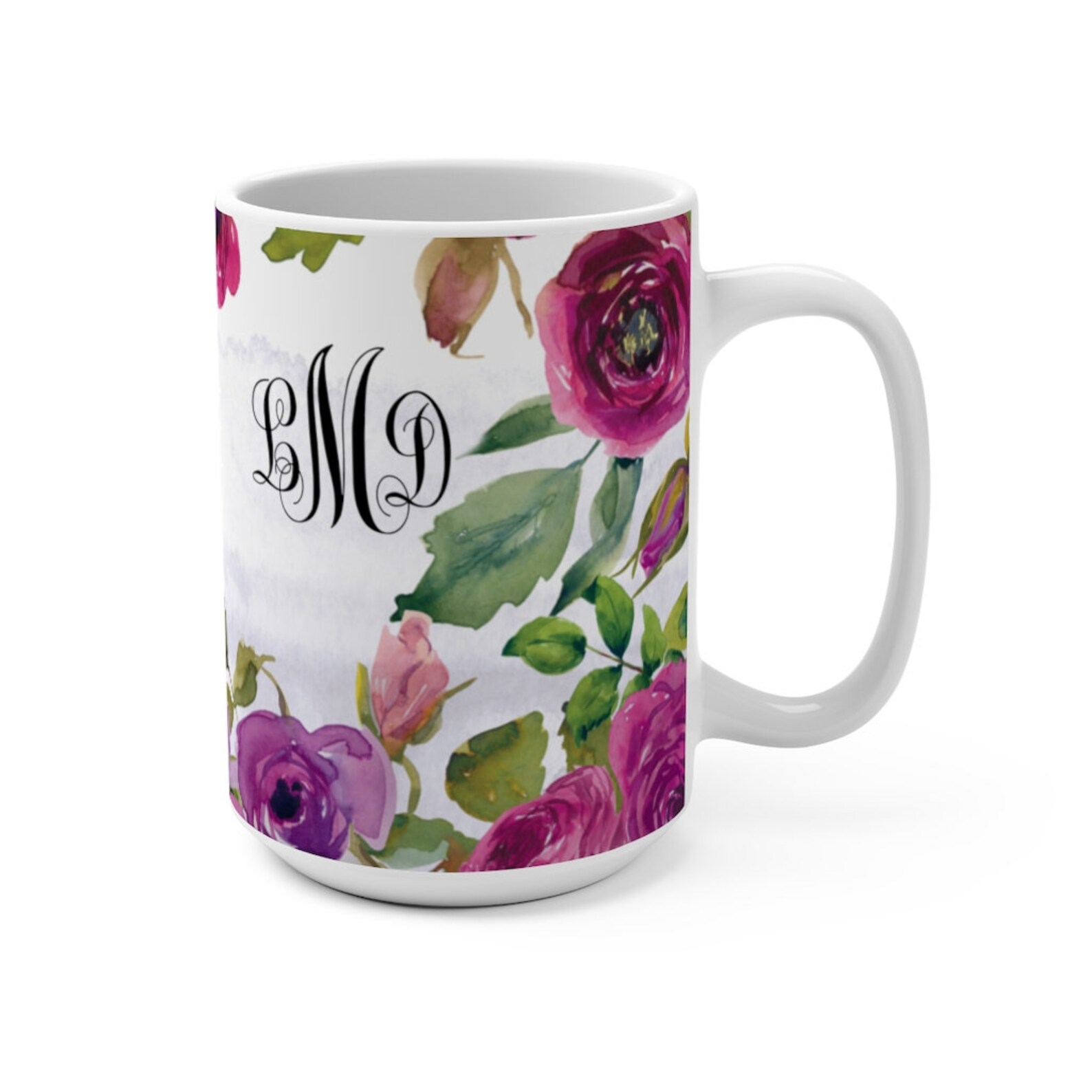 Taza de rosa monograma personalizada taza de rosas taza | Etsy