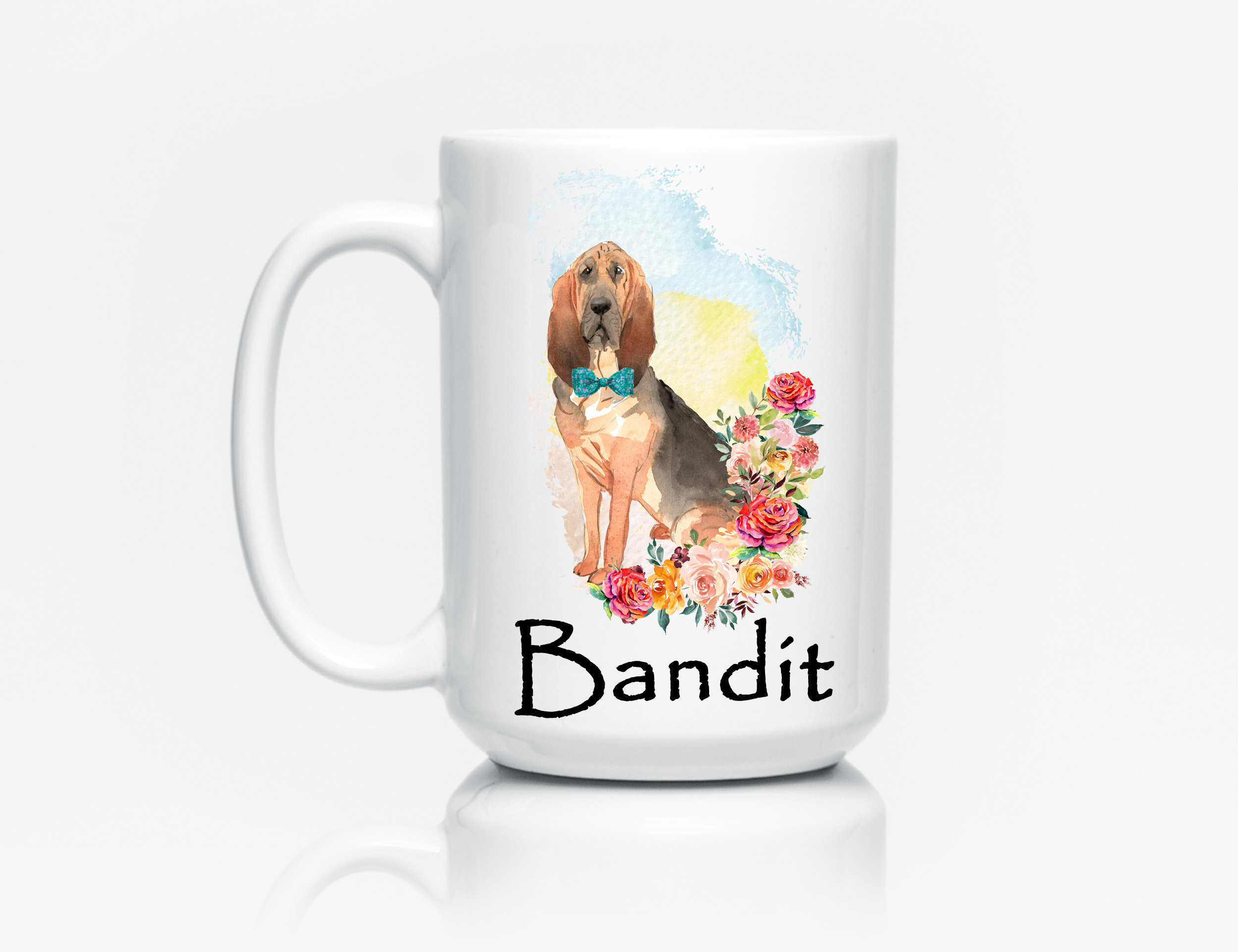 Personalized Dog Mug, Custom Floral Dog Mug With Name, Dog Lover Coffee ...