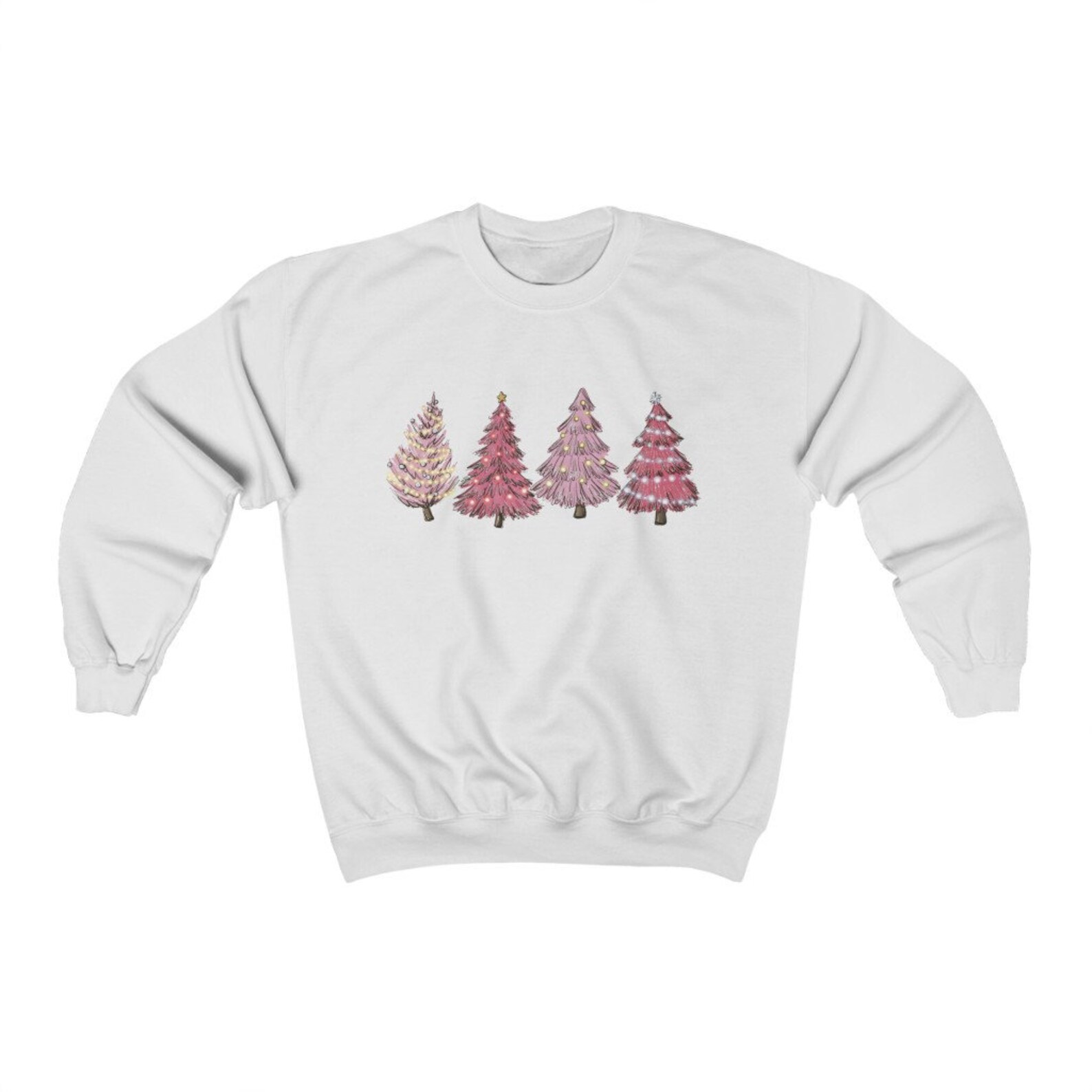 Merry Christmas Womens Sweatshirt, Pink Christmas Trees Shirt, Cute ...