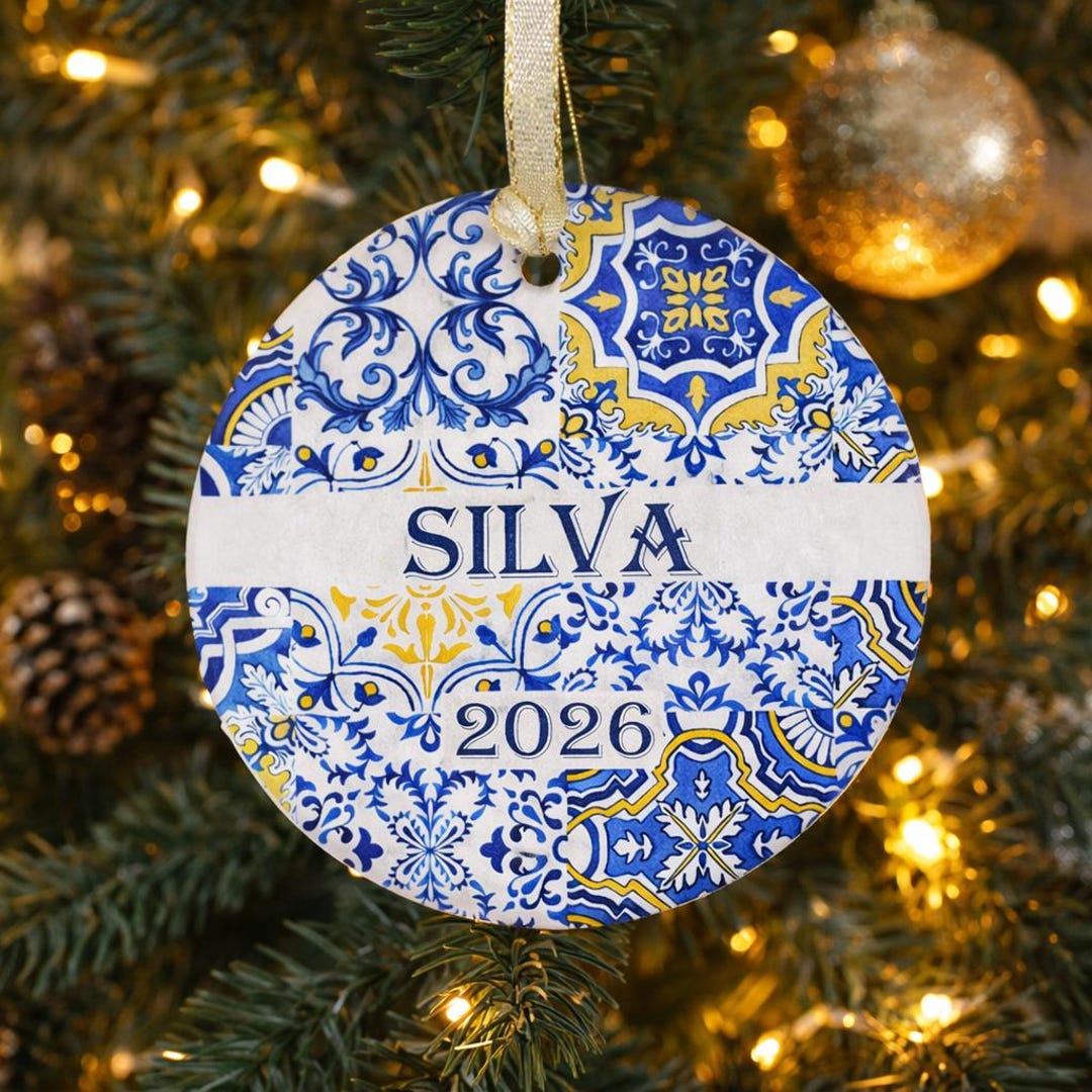 Feliz Natal Glass Ornament, Blue Azulejos Portugal Gift - Etsy