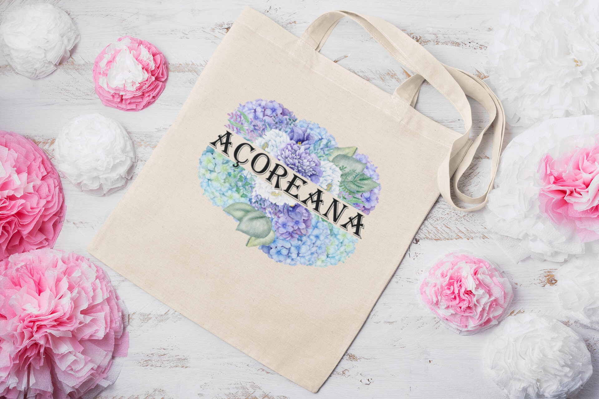 Azores Hydrangea Cotton Tote Bag, Portugal Travel Beach Bag - Etsy