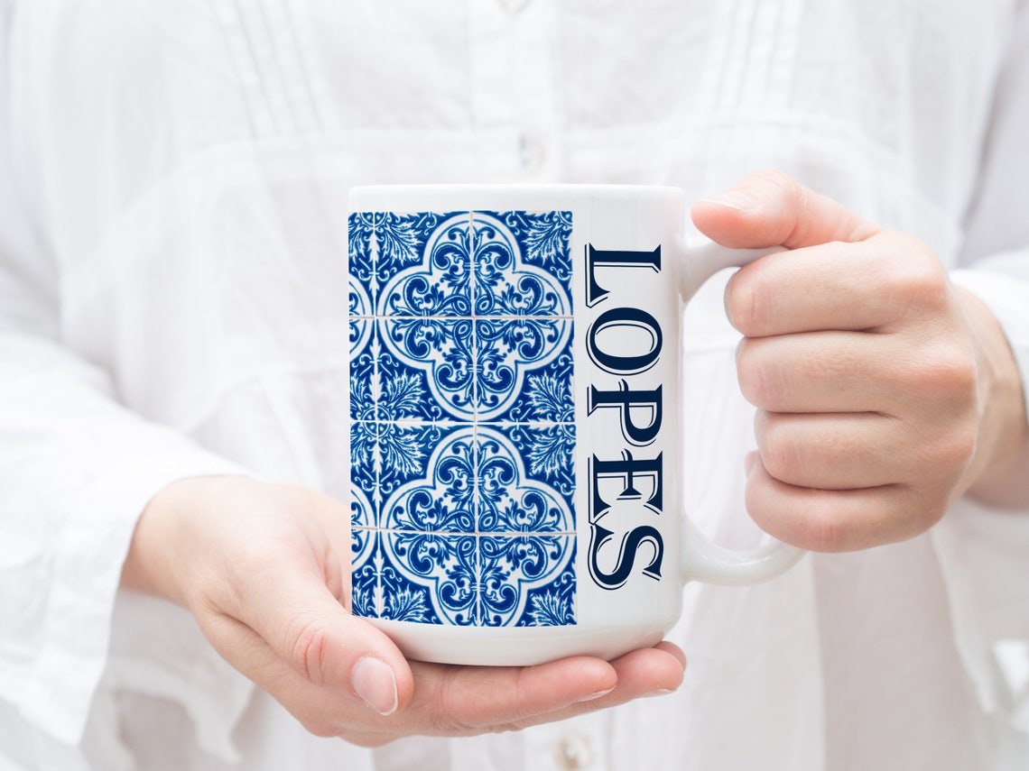 Custom Portuguese Azulejo Mug Portugal Gifts Mediterranean | Etsy