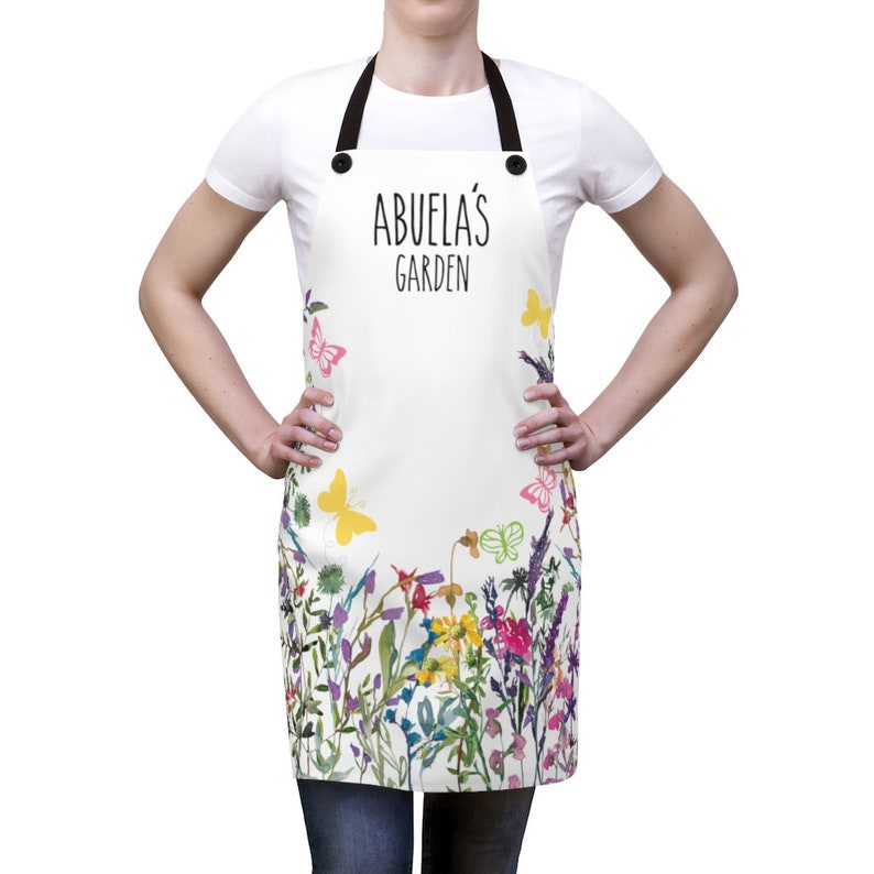 Personalized Abuela Apron, Spanish Grandma Apron, Floral Garden Apron ...