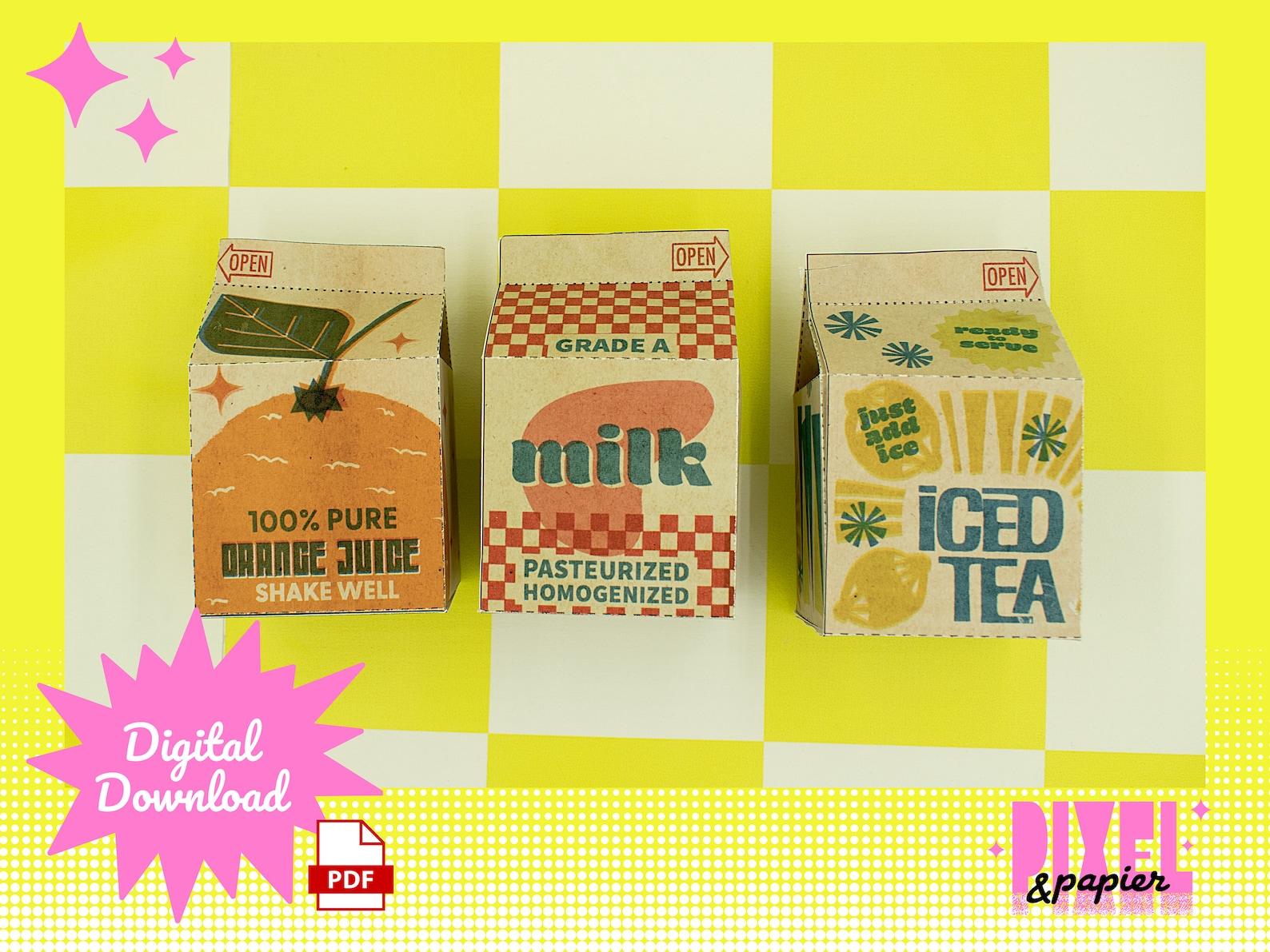 Retro Milk Carton Items Digital Download | Pretend Dramatic Play ...