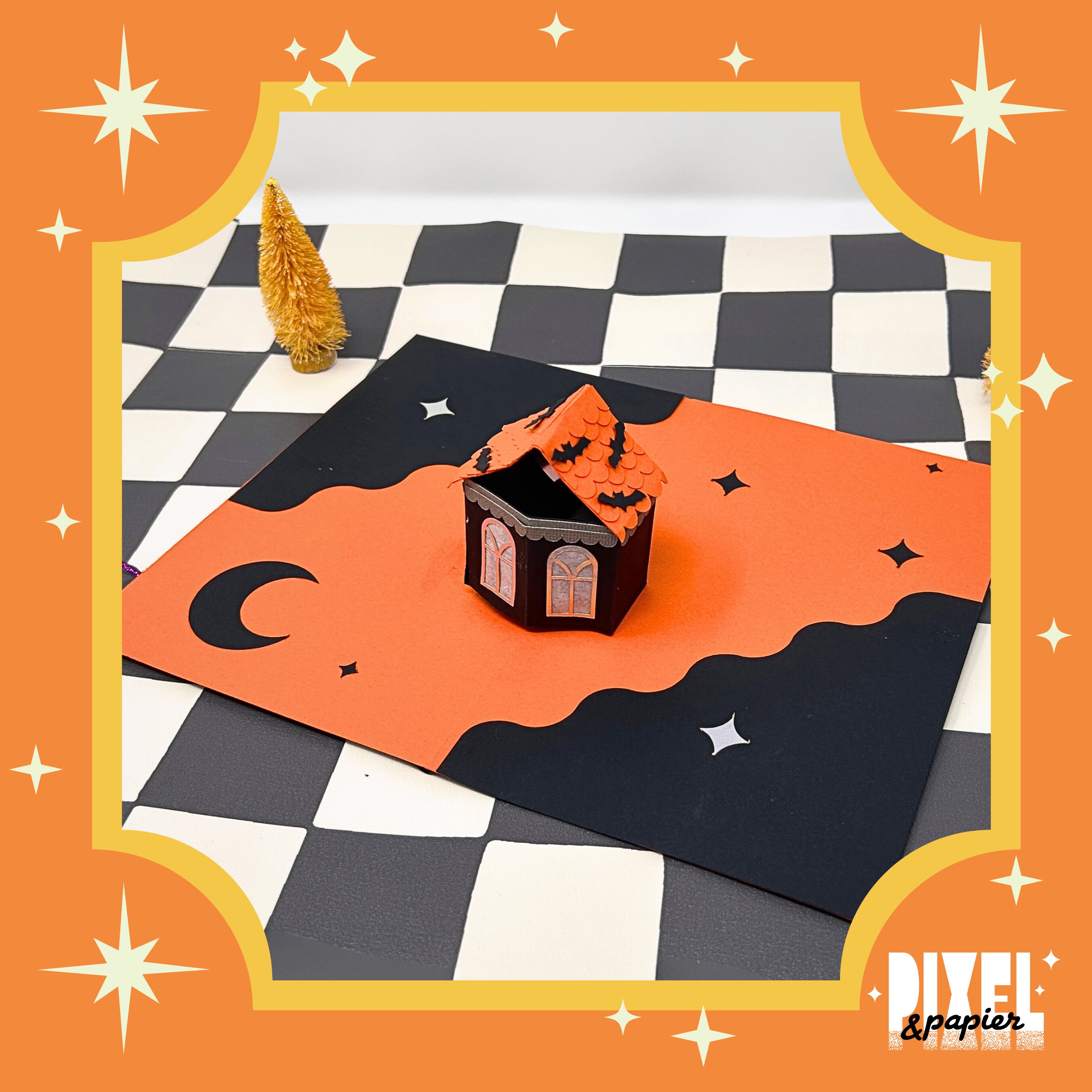 Instant Download DIY 3D Pop-up Card of Halloween Paper House 3D SVG Box ...