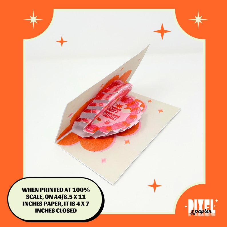 Retro Kitsch Birthday Pop-up Card DIY (digital Download) - Etsy