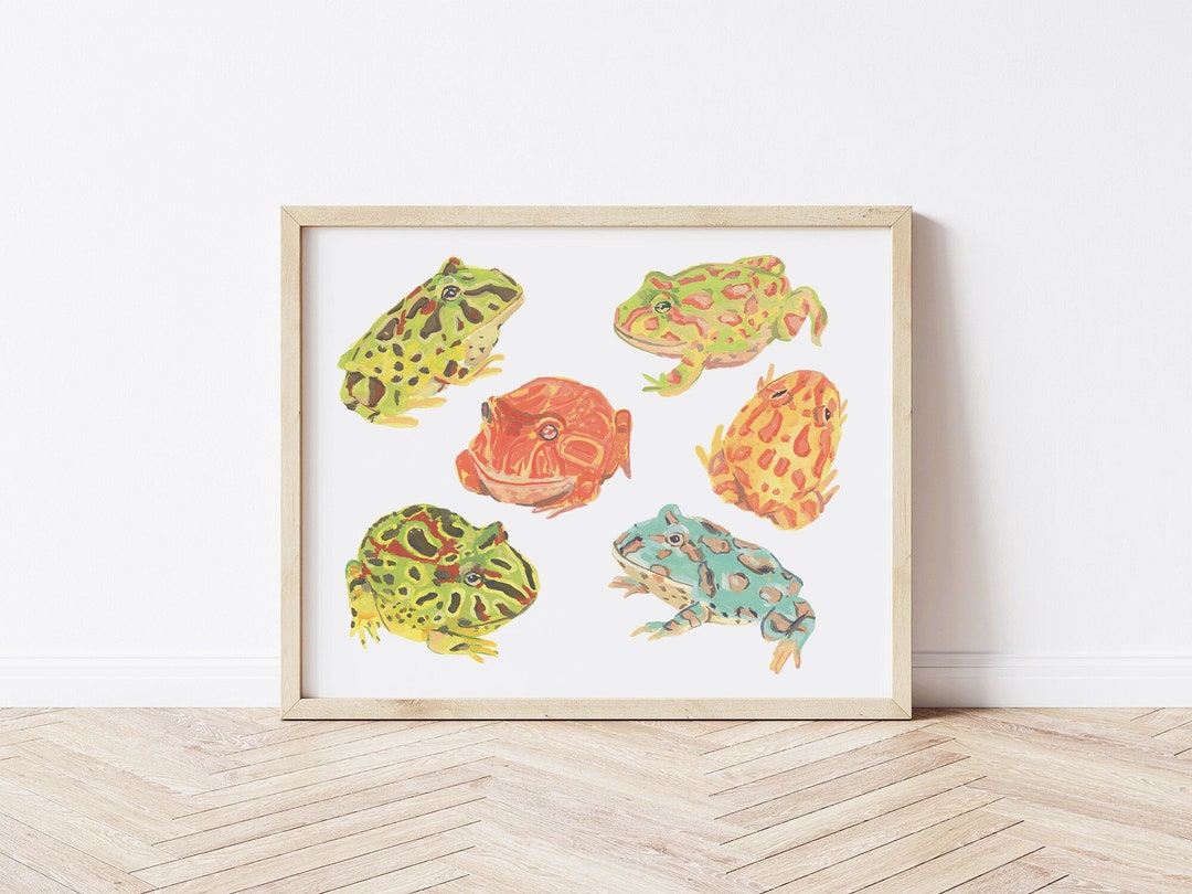 Multicolored Morphs Pac Man Frogs Illustration Giclee Print - Etsy