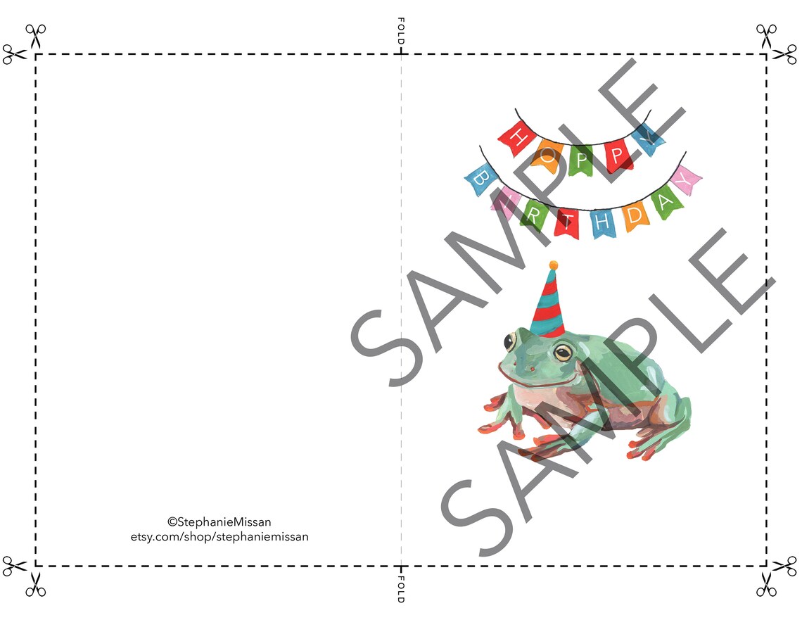 Hoppy Birthday Frog Card - Digital Download - 5x7" Printable Card With ...