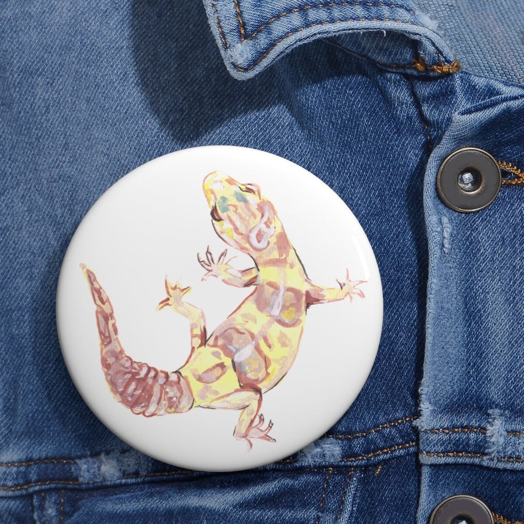 Albino Leopard Gecko Pin - Lizard Button - Etsy
