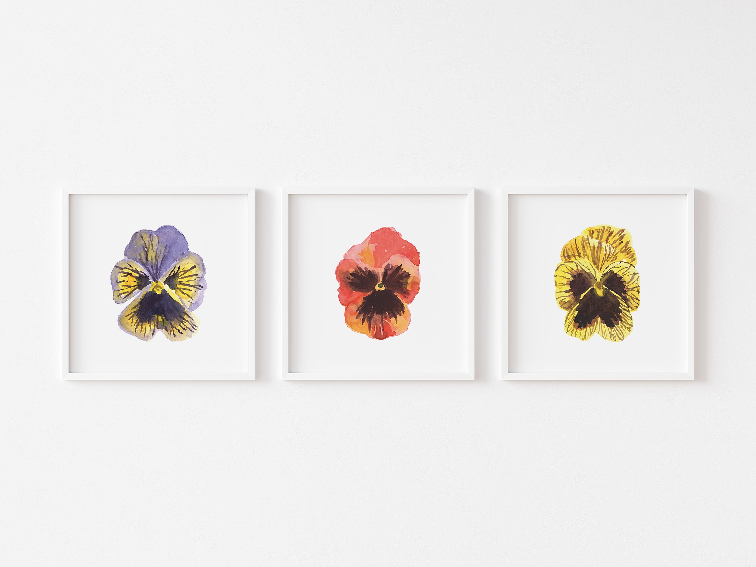 Watercolor Pansy Prints Printable Wall Art Digital Download PNG JPEG ...