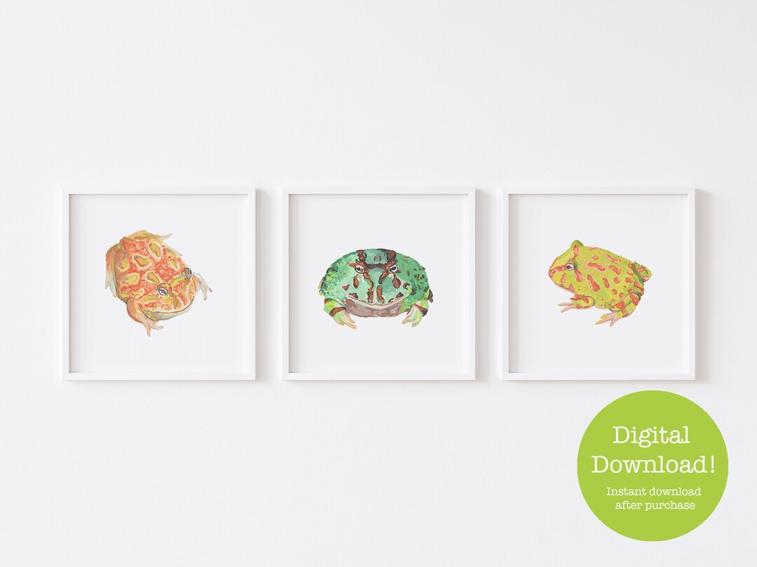 Pacman Frog Prints - Printable Wall Art - Digital Download JPEG - Set ...