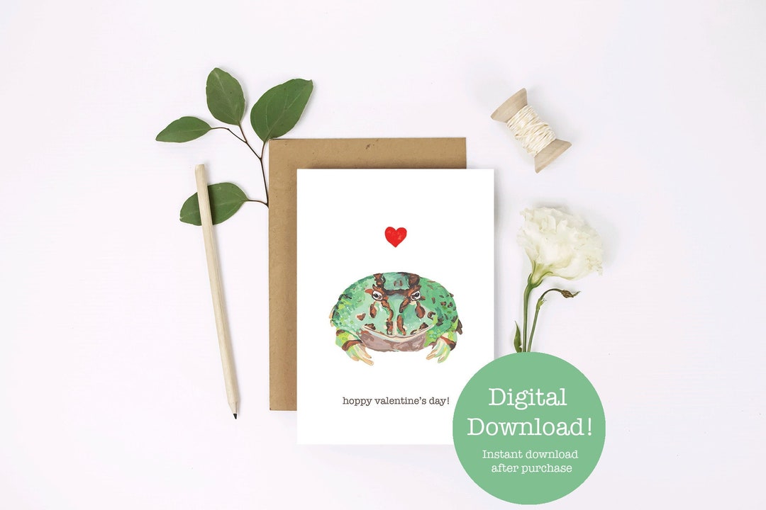 Pac-man Frog Love - Valentine's Day Card - Digital Download - 5x7 ...