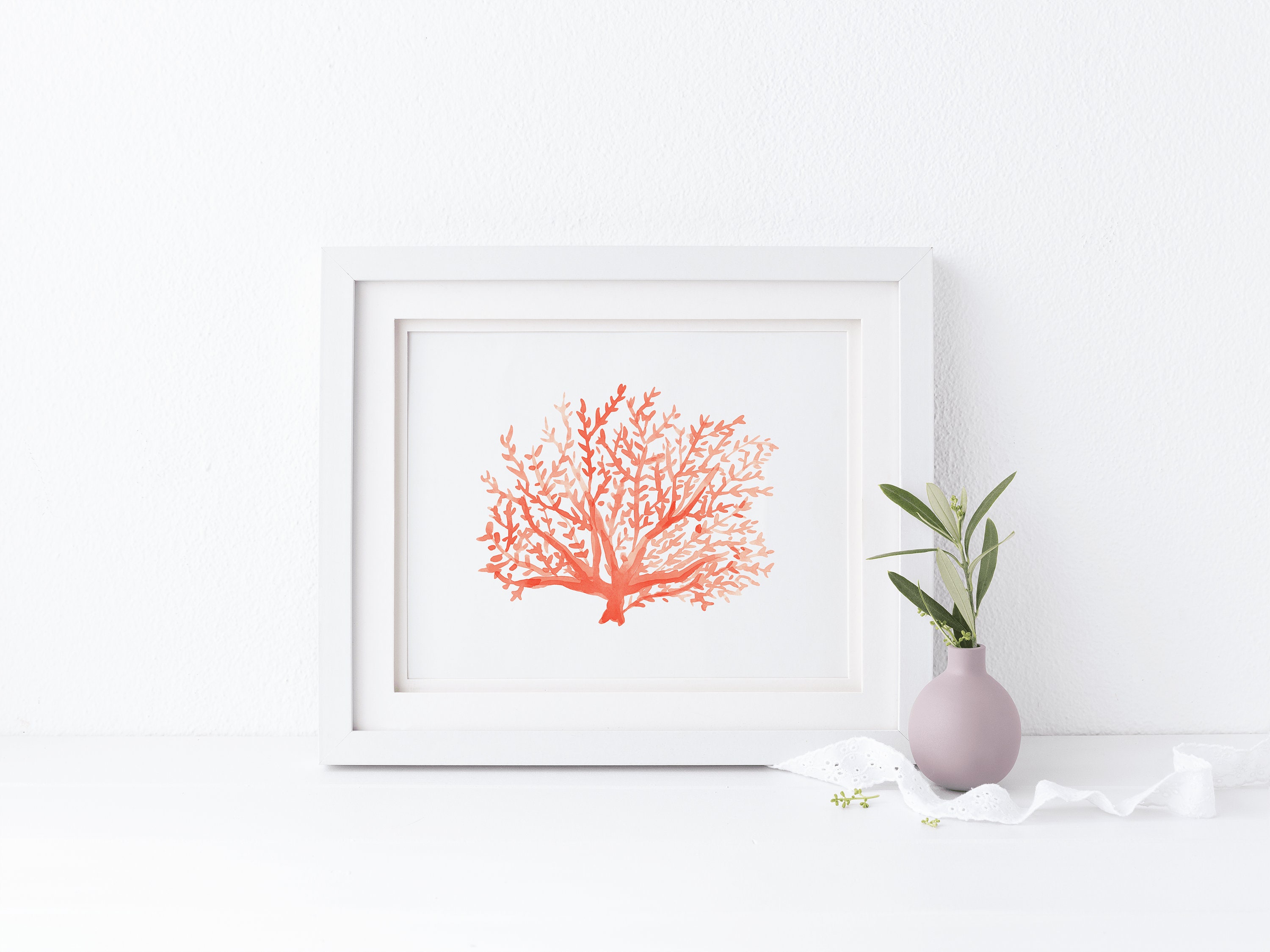 Watercolor Coral Clip Art Transparent Background Coral Wreath and Frame ...