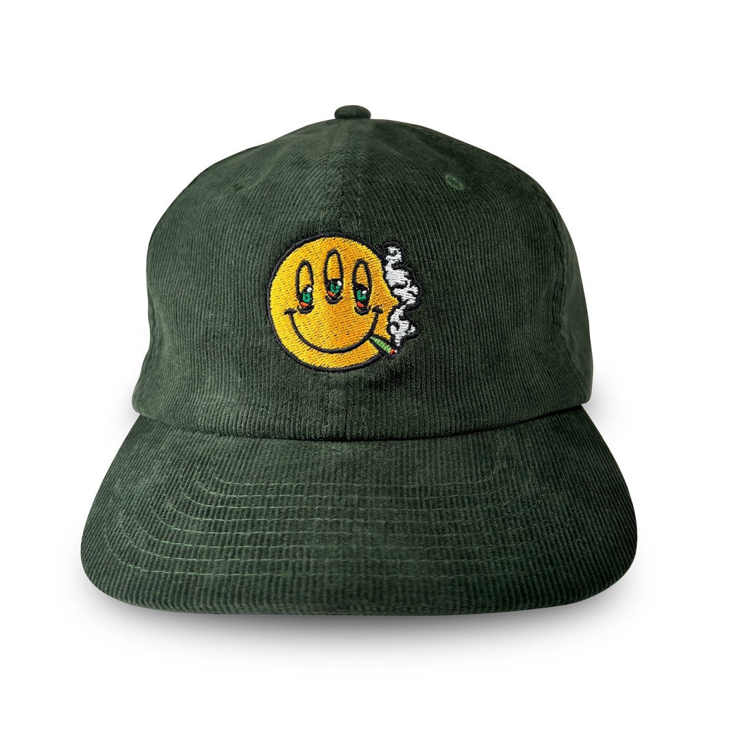 Higher Vibes Smiley Corduroy Hat - [ Stoner Hat, Trippy Hat, Stoned ...