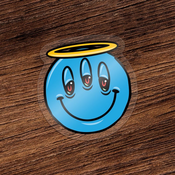 Angel Smiley Sticker Trippy Sticker Third Eye Smile Face - Etsy