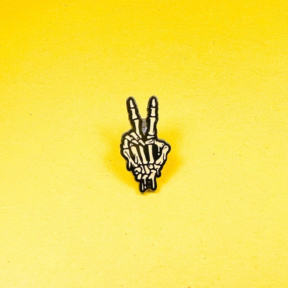 PEACE SIGN PIN Trippy Pin Peace Fingers Bones Peace - Etsy
