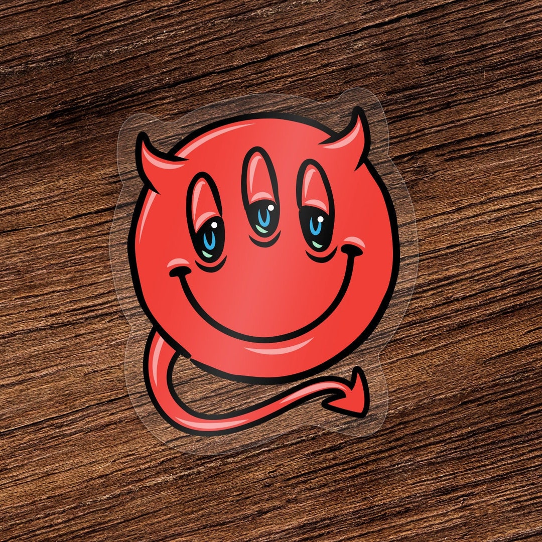 Devil Smiley Face Sticker Psychedelic Devil Sticker, Trippy Sticker ...