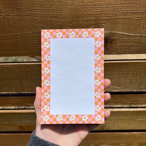 Pink and Orange Checker Daisy Notepad | Happy Face Flower Notepad ...