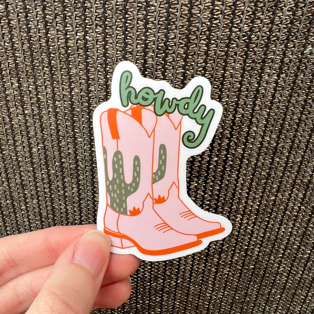 Cactus Cowboy Boot Sticker | Girly Western Sticker | Trendy Sticker for ...