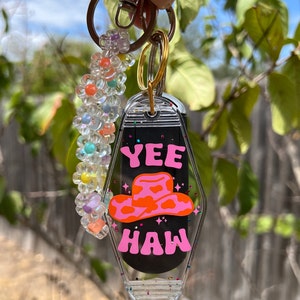 Yeehaw Motel Keychain | Coastal Cowgirl | Trendy Vintage Keychain - Etsy