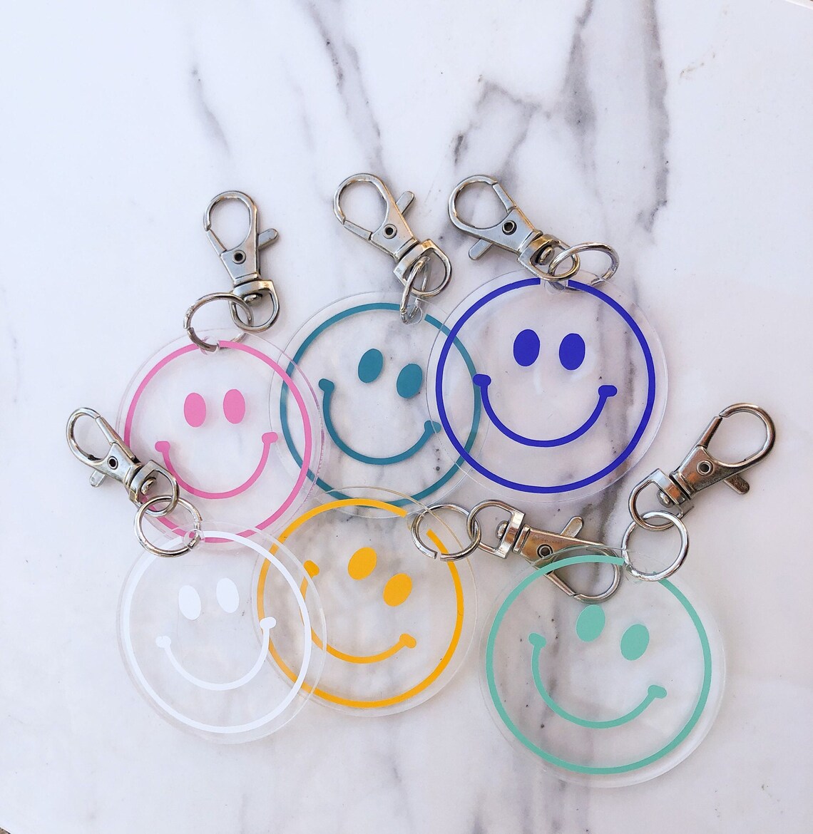 Smiley Face Keychain Happy Keychain - Etsy