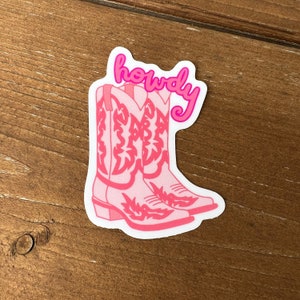 Pink Cowboy Boot Sticker Girly Western Sticker Trendy Sticker for ...