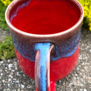 Tall Red and Blue Coffee Tea Mug - Etsy