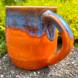 Tall Orange and Blue Ceramic Mug - Etsy