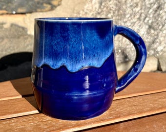 Handmade Blue Floral Ceramic Cup Hand Painted Rustic Ceramic Tea Cup ...